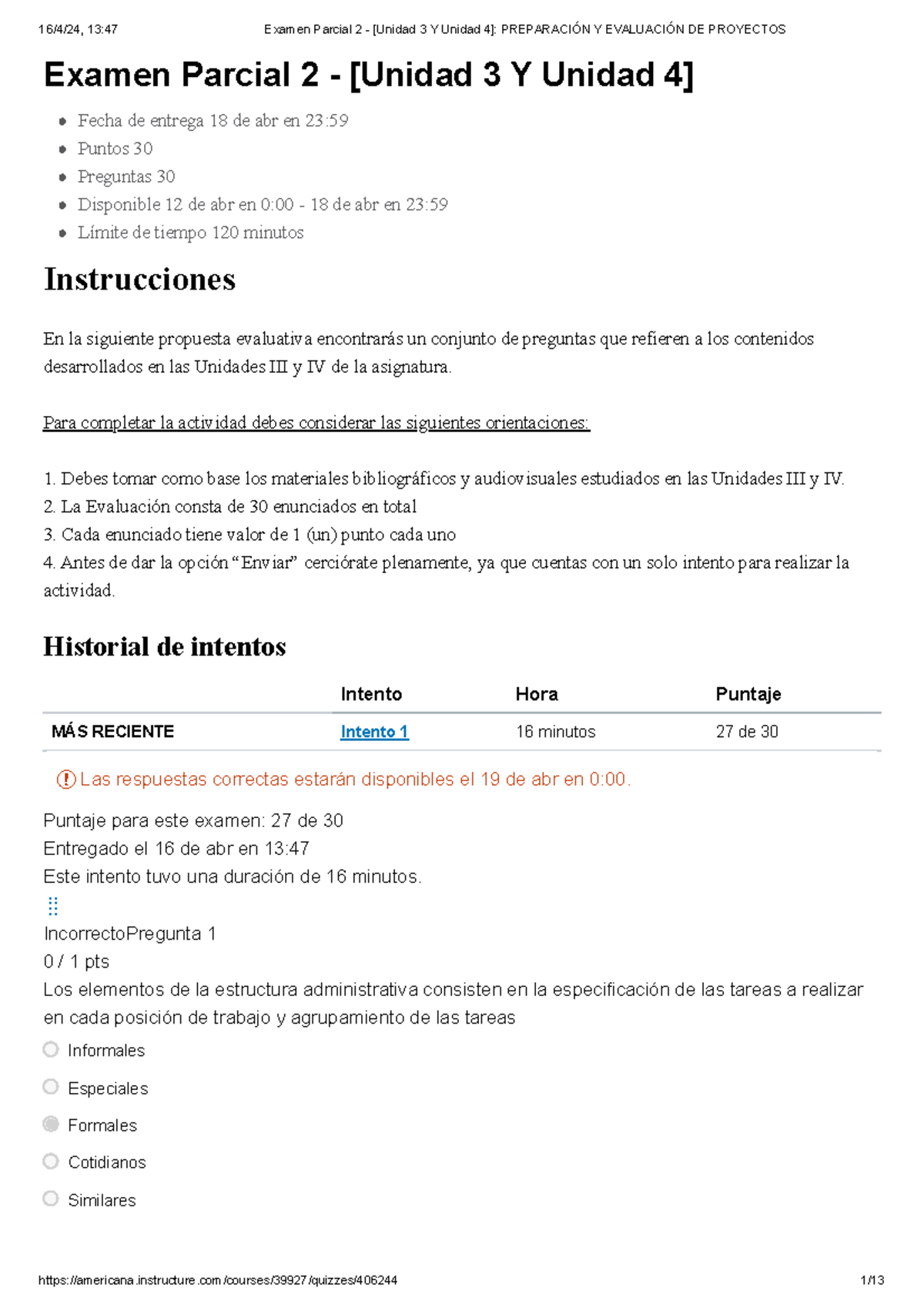Examen Parcial 2 - [Unidad 3 Y Unidad 4] Preparación Y Evaluación DE Proyectos - Examen Parcial ...