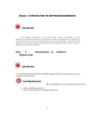 Assumptions-Things to Prepare - Modules on CSPC 111 SOFTWARE ENGINEERING 1 Object-Oriented ...