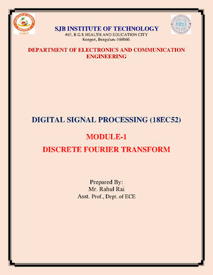DSP Module 1 - Digital Signal Processing - Studocu