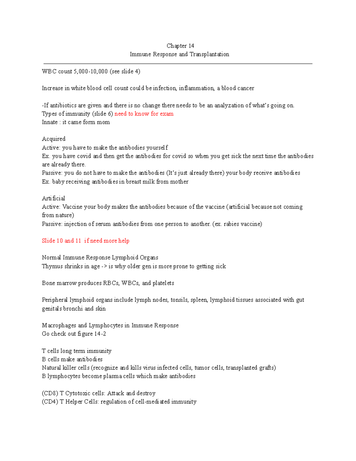 Patho Ch - lecture notes - Chapter 14 Immune Response and ...