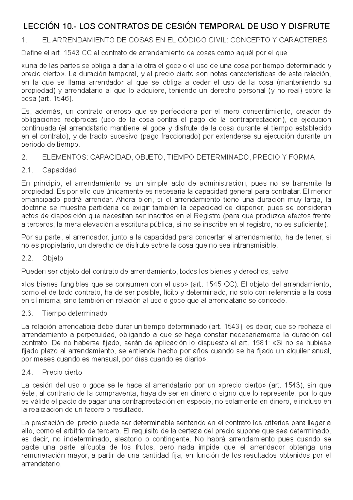 1011121314 - temas 1011202398 de contratos - LECCIÓN 10.- LOS CONTRATOS ...