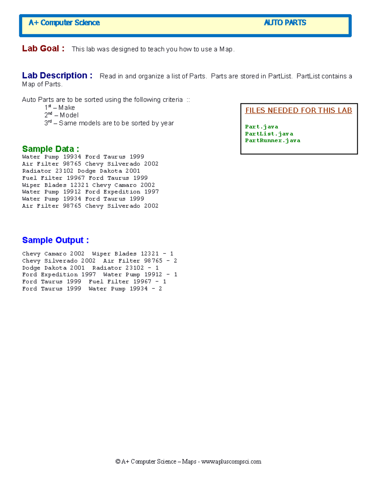 5 - Labs for practice - Lab Goal : This lab was designed to teach you how to use a Map. Lab ...
