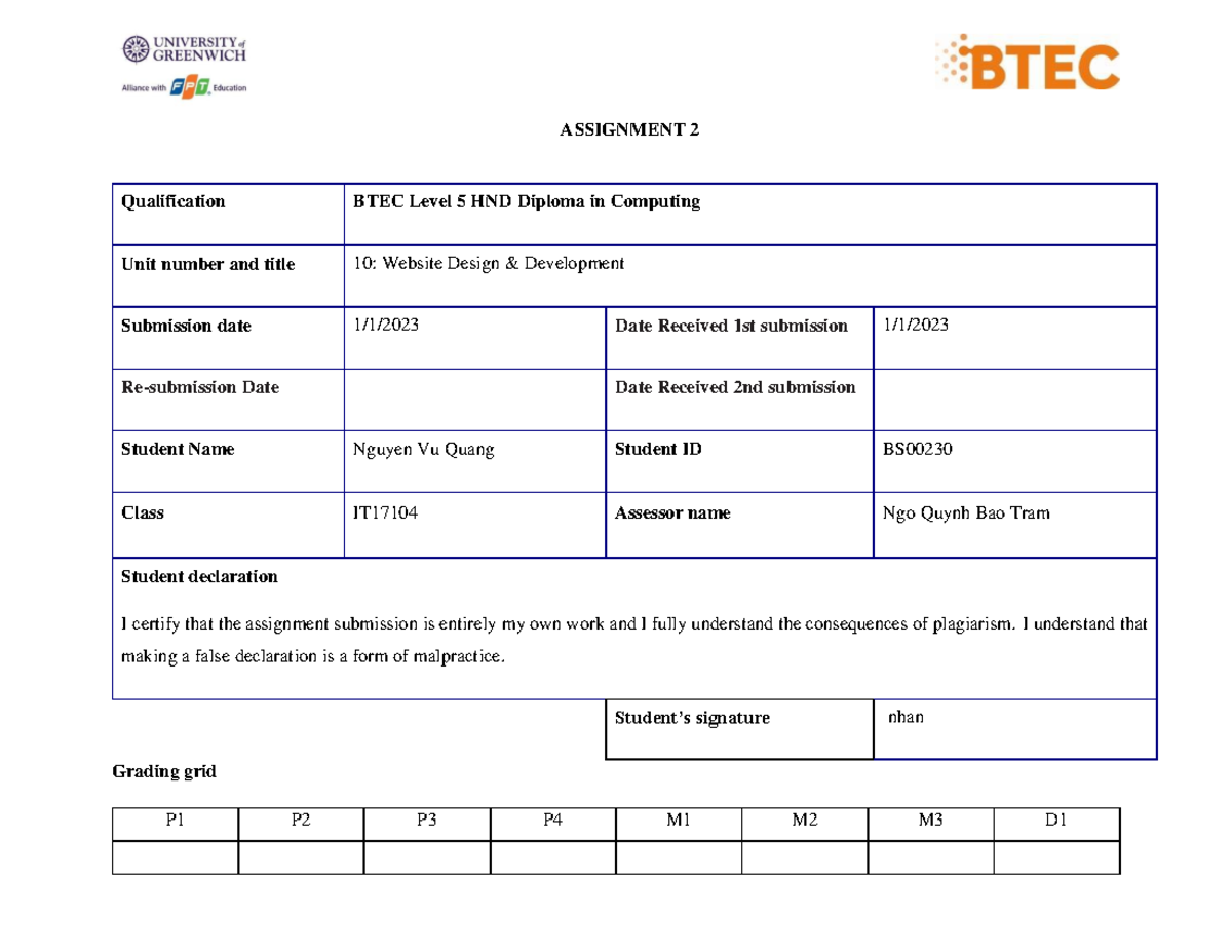 ASM2 Co Tram 1-1 Nop - Security - ASSIGNMENT 2 Qualification BTEC Level ...