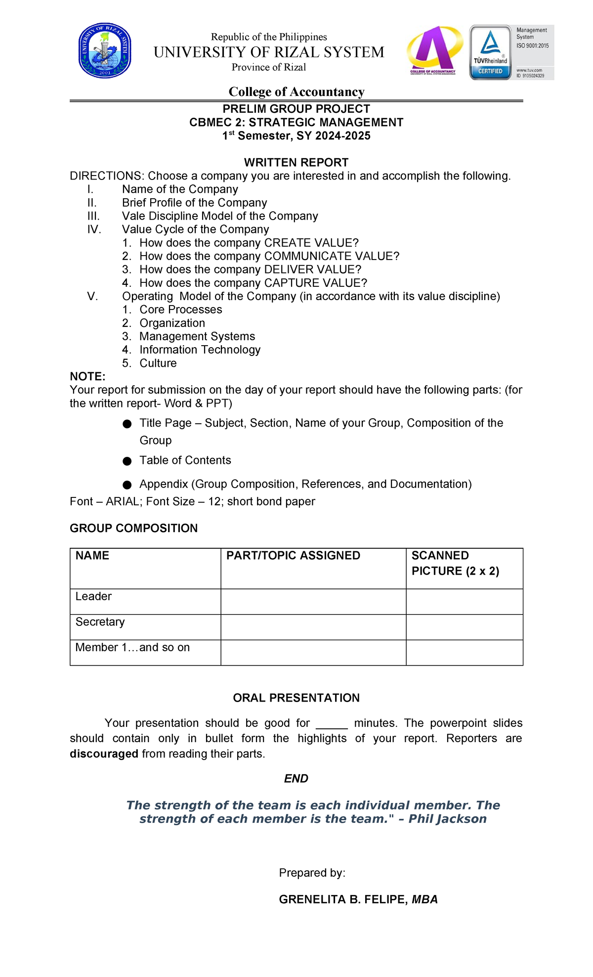 Cbmec 2 Prelim Project 1st Sem SY 2024 2025 - College of Accountancy PRELIM GROUP PROJECT CBMEC ...