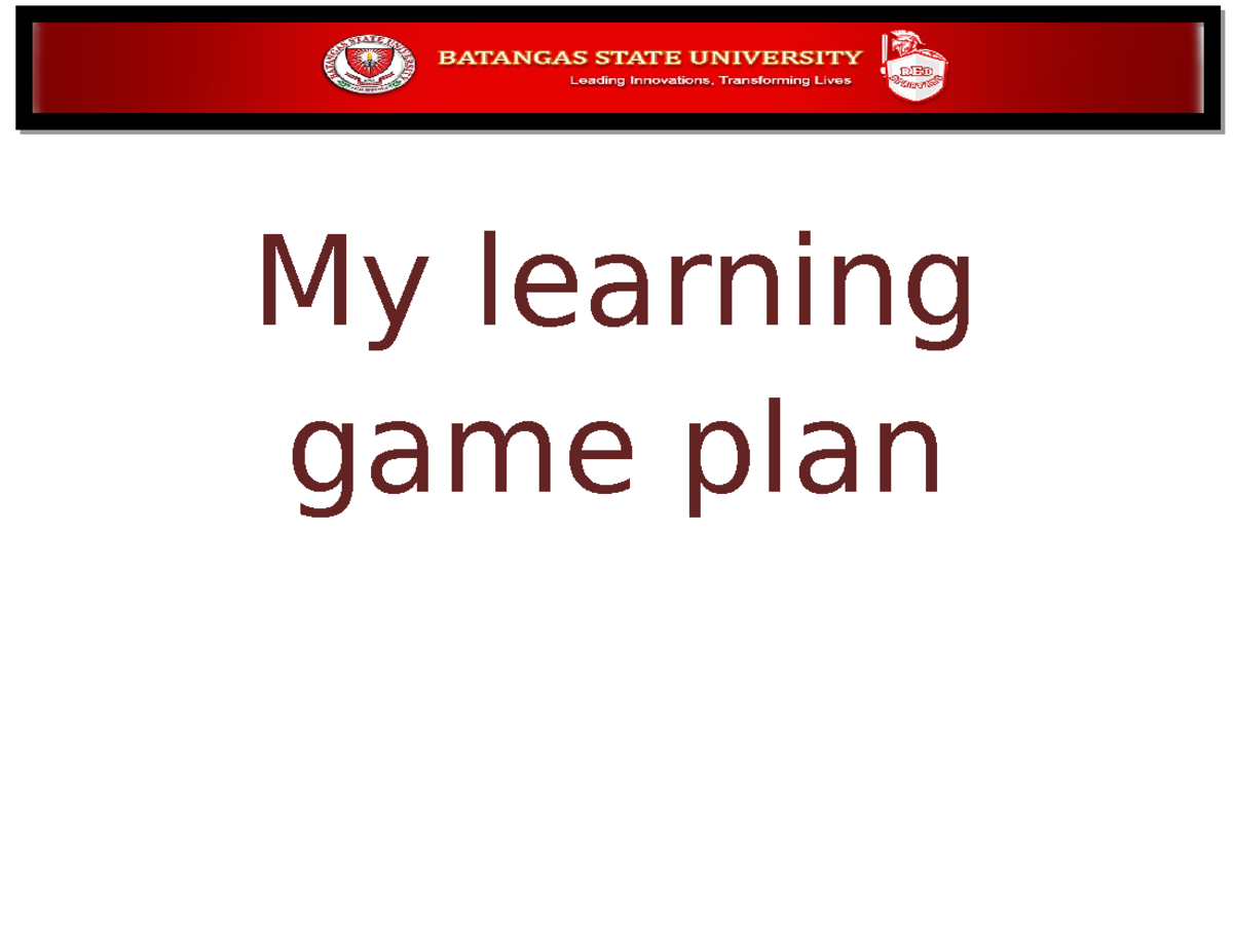 My learning game plan - My learning game plan v PLAN & ORGANIZE Set ...