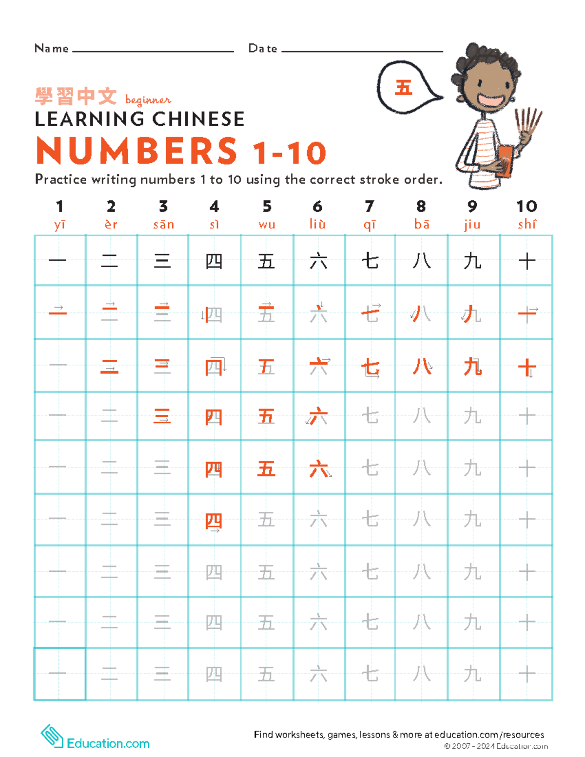 Learn-chinese-writing-numbers-1-10 - LEARNING CHINESE NUM B E R S 1 - 1 ...