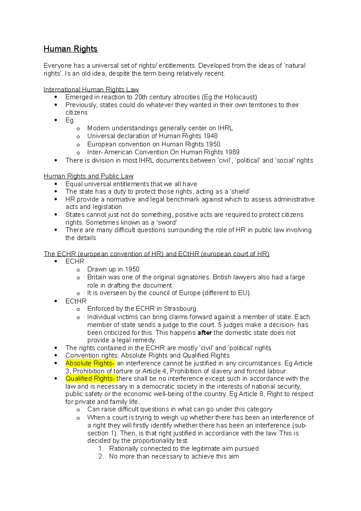 Human Rights summary - Human Rights Everyone has a universal set of ...