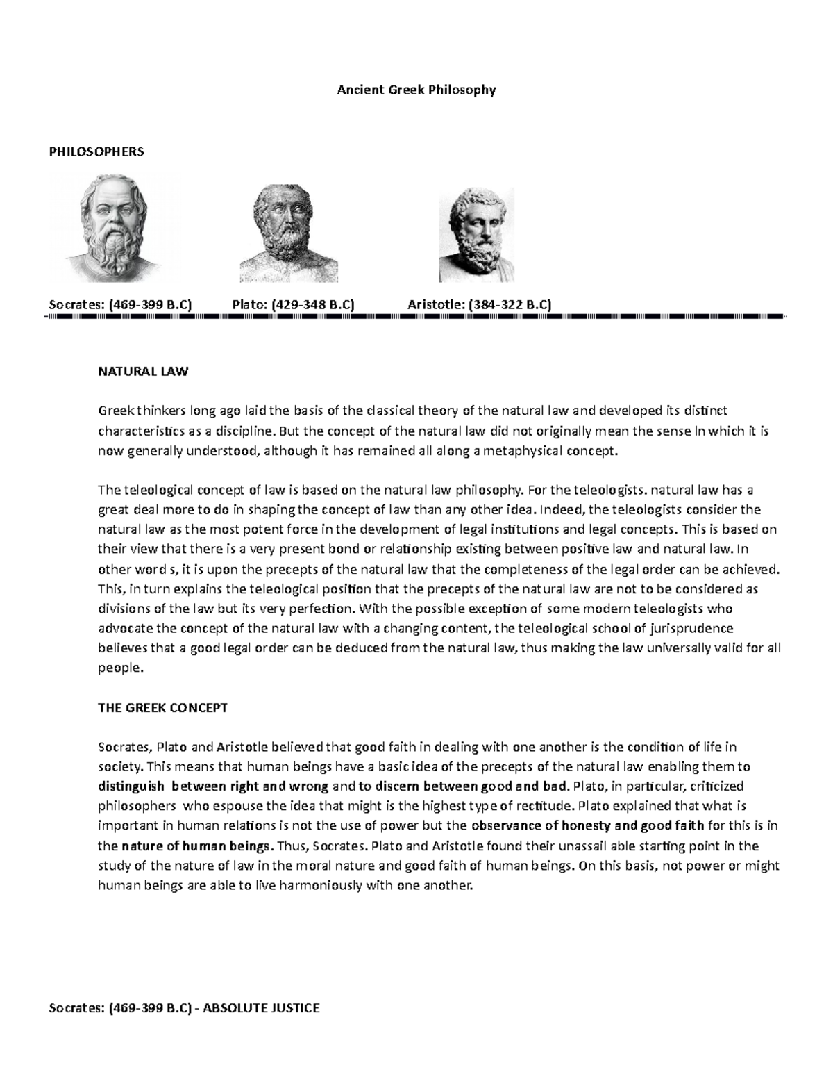 School of Thought 1 - Ancient Greek Philosophy - Ancient Greek ...