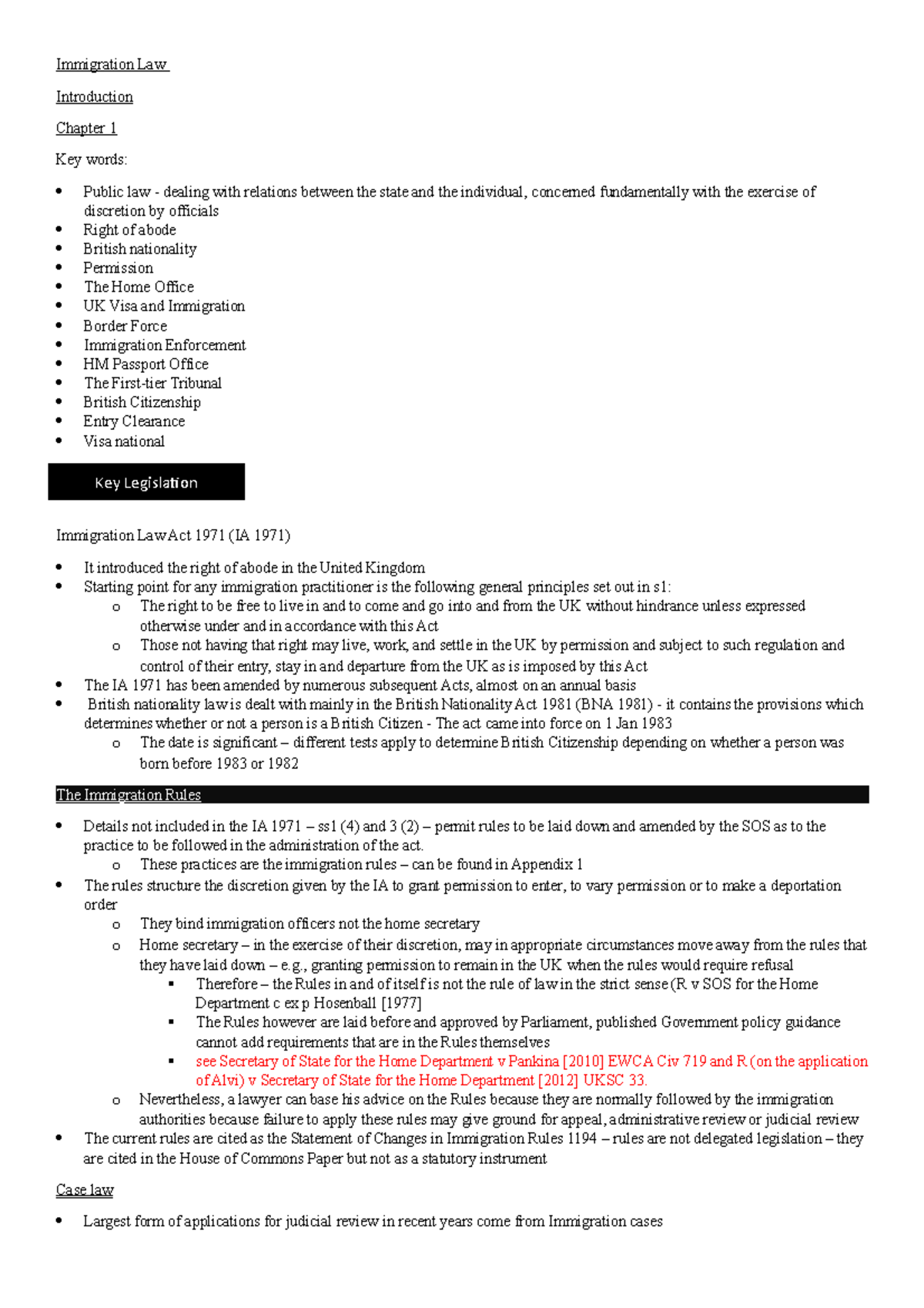 Immigration Law Reading - Immigration Law Introduction Chapter 1 Key ...