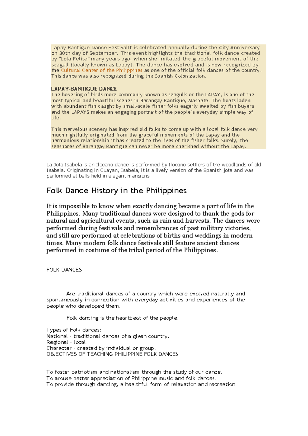 Lapay-bantigue - Dance Literature - Lapay Bantigue Dance FestivalIt is ...