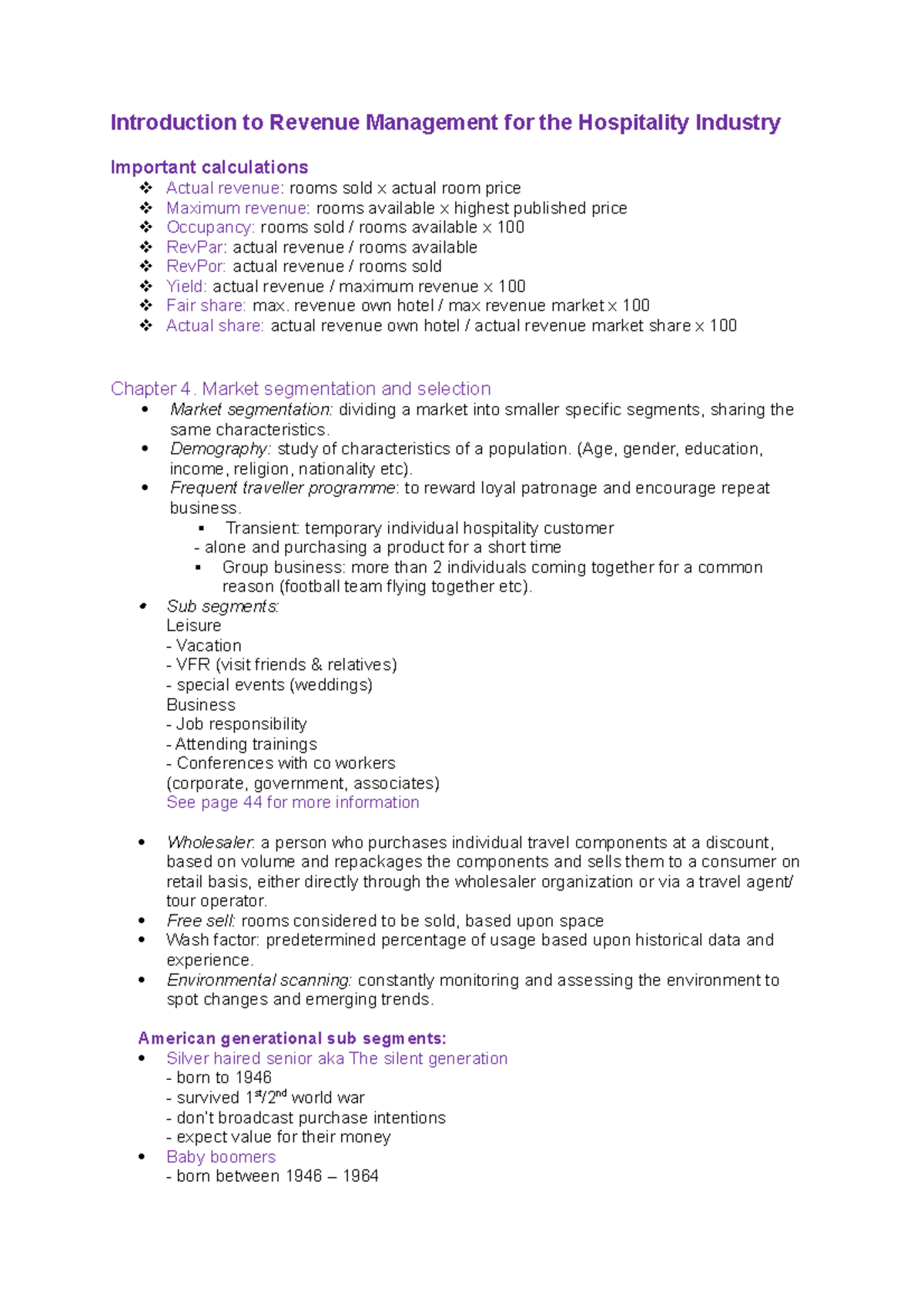 Revenue management samenvatting-1 - Introduction to Revenue Management ...