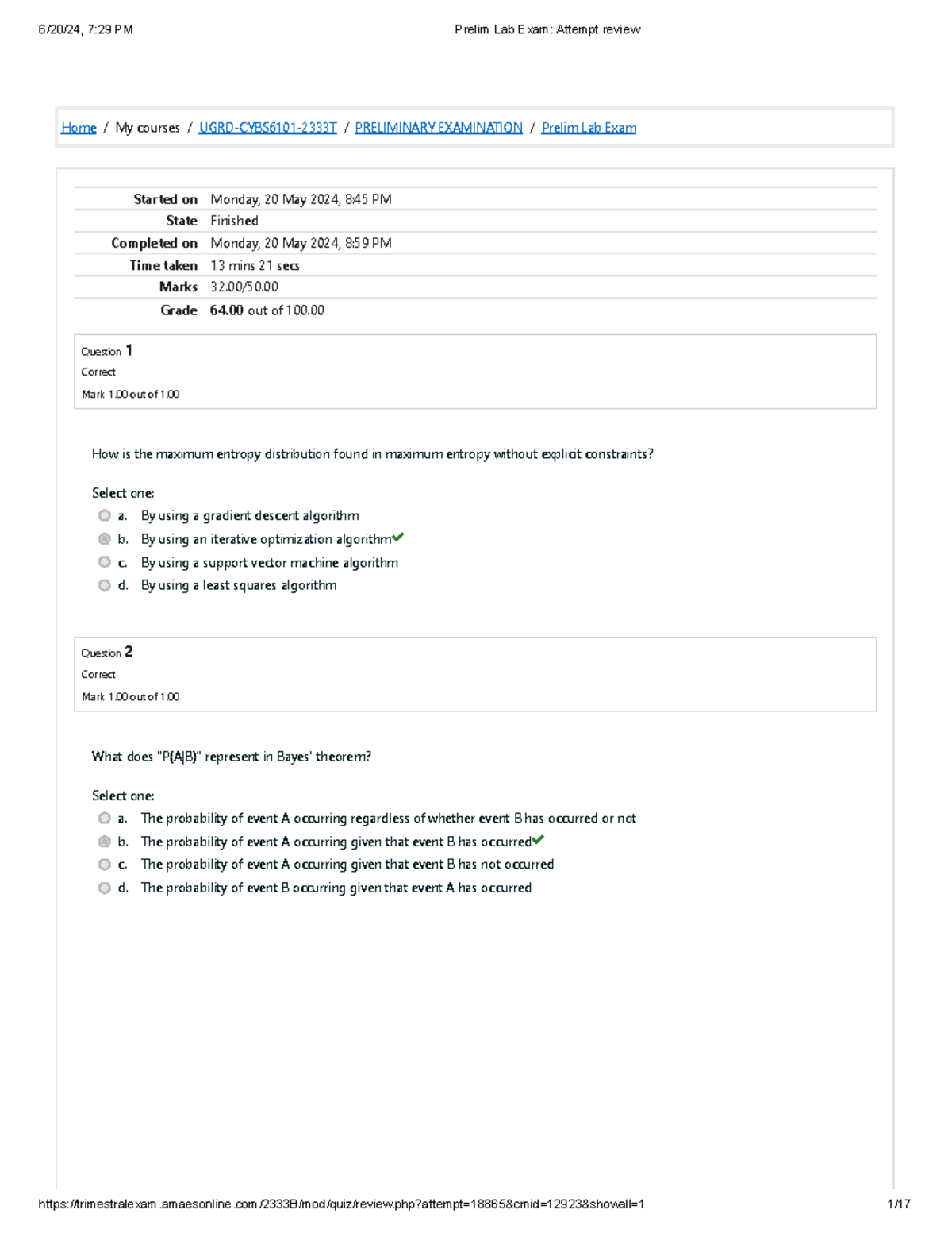 Prelim Lab Exam Artificial Intelligence Fundamentals - Home / My ...