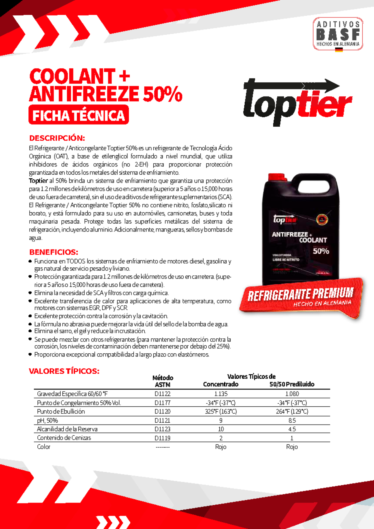 Ficha Técnica - Toptier 50% - DESCRIPCIÓN: BENEFICIOS: VALORES TÍPICOS ...