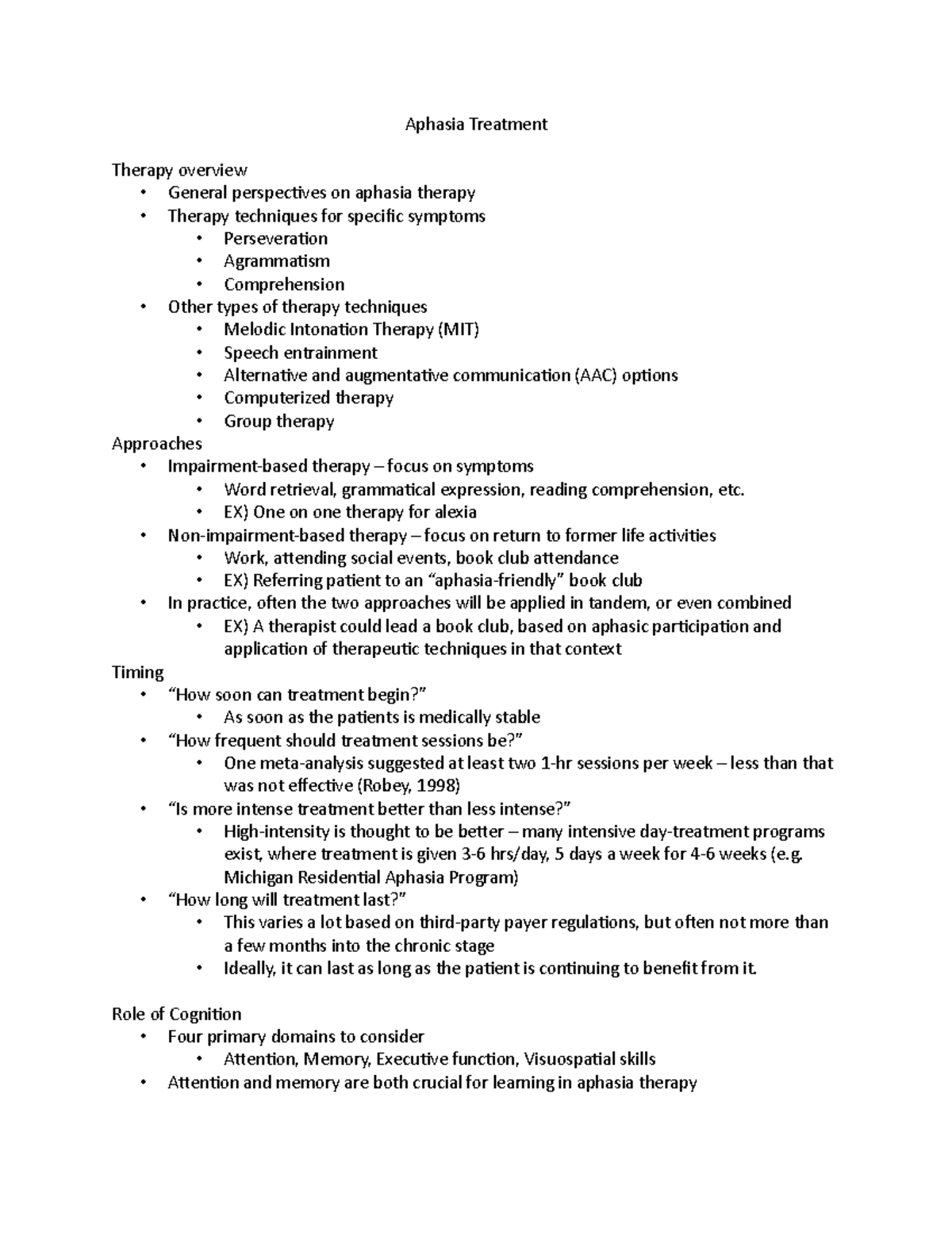 Aphasia Treatment - Notes from Dr. Filmore's Neuroscience in CSD course ...