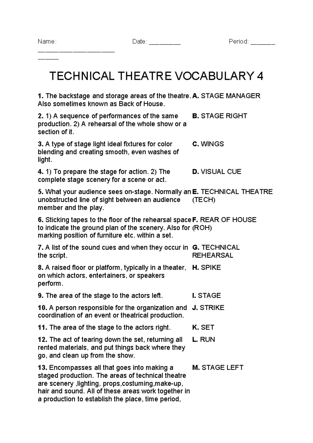 Technical Theatre Vocabulary 4 141917 61648345 - Name ...