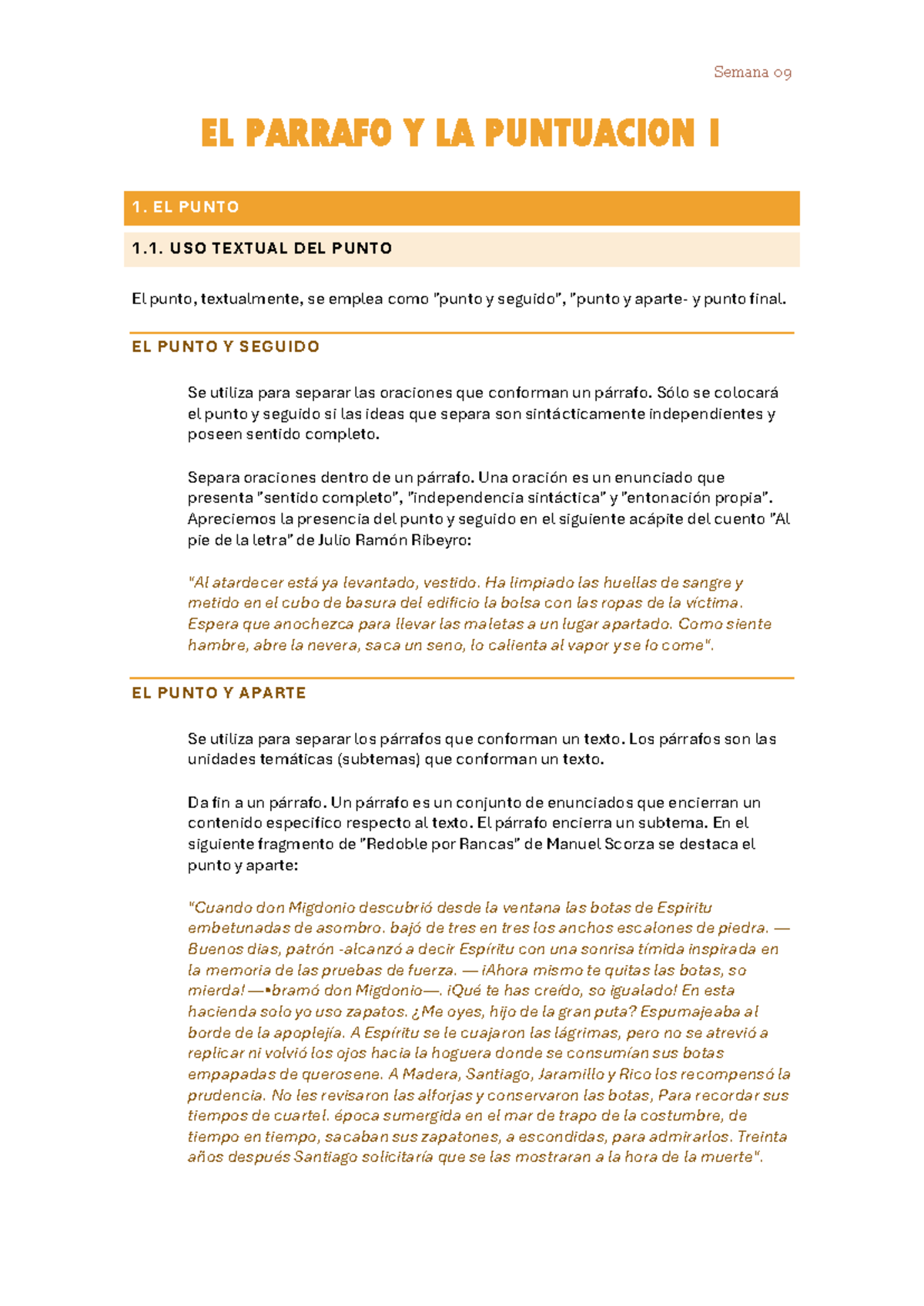 S9- El Parrafo y la puntuacion I - EL PARRAFO Y LA PUNTUACION I 1. EL ...
