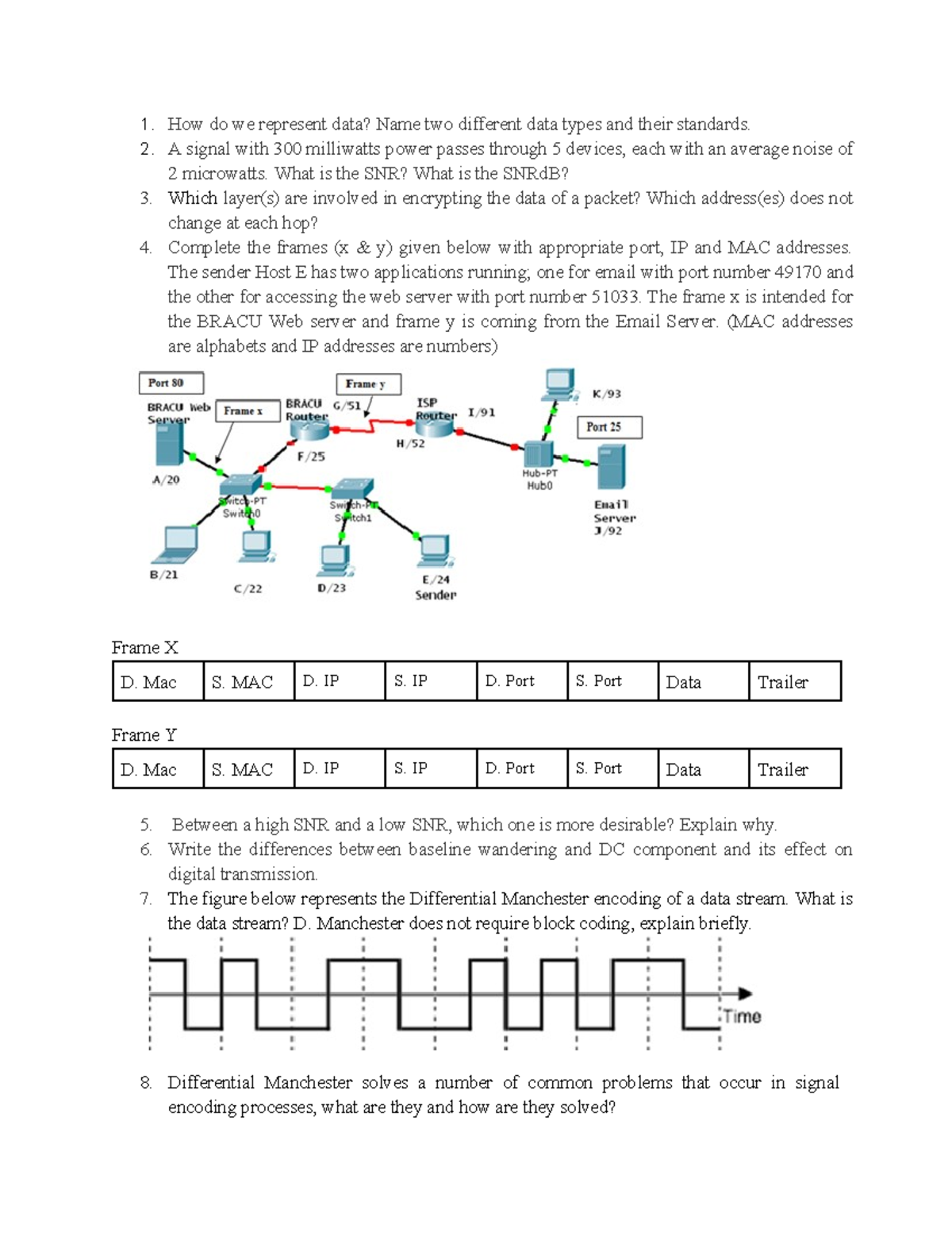 Practice Problem for MID - 1. How do we represent data? Name two different data types and their ...