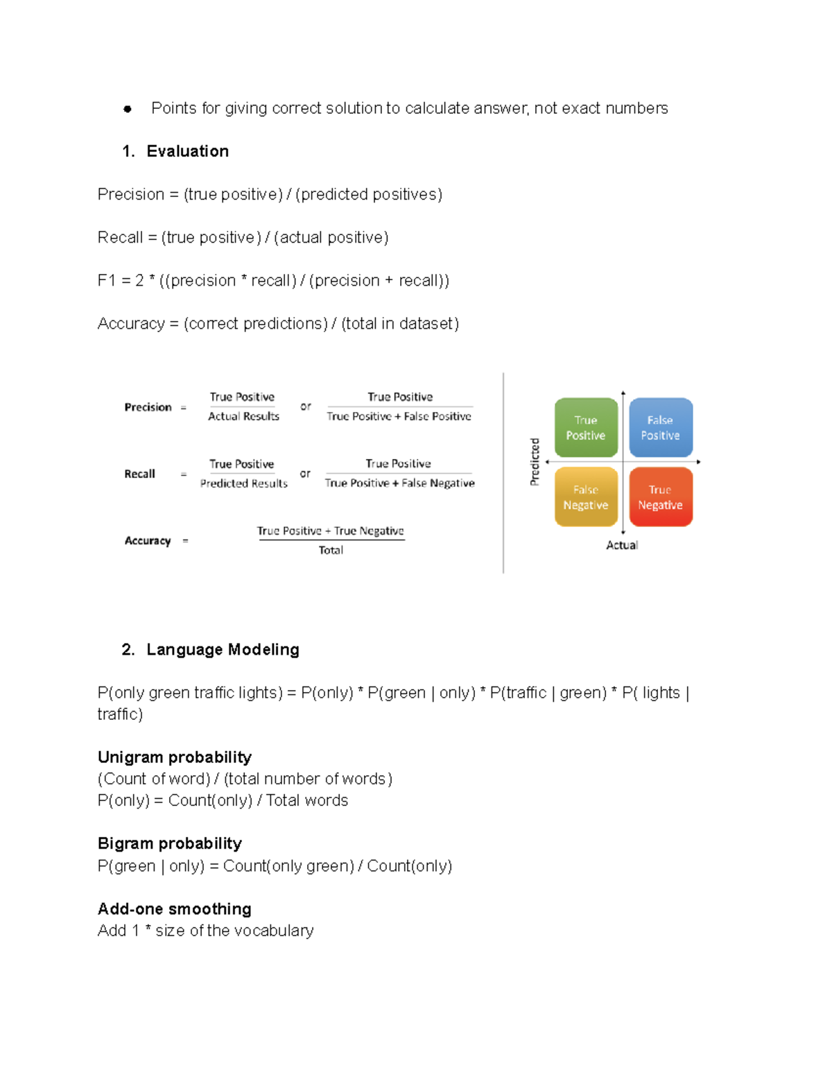 Nlp Final Notes Summary Natural Language Processsing Points For
