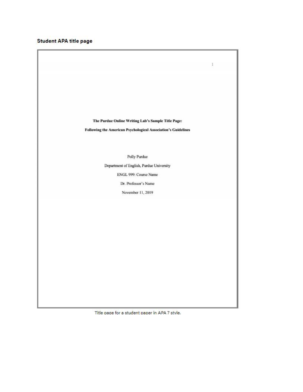 Title PAGE APA-3 - Student APA title page 1 The Purdue Online Writing ...