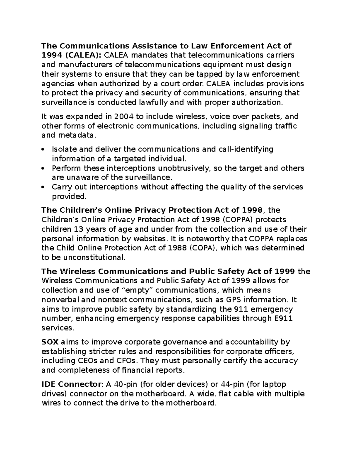 D431 - Notes - The Communications Assistance to Law Enforcement Act of ...