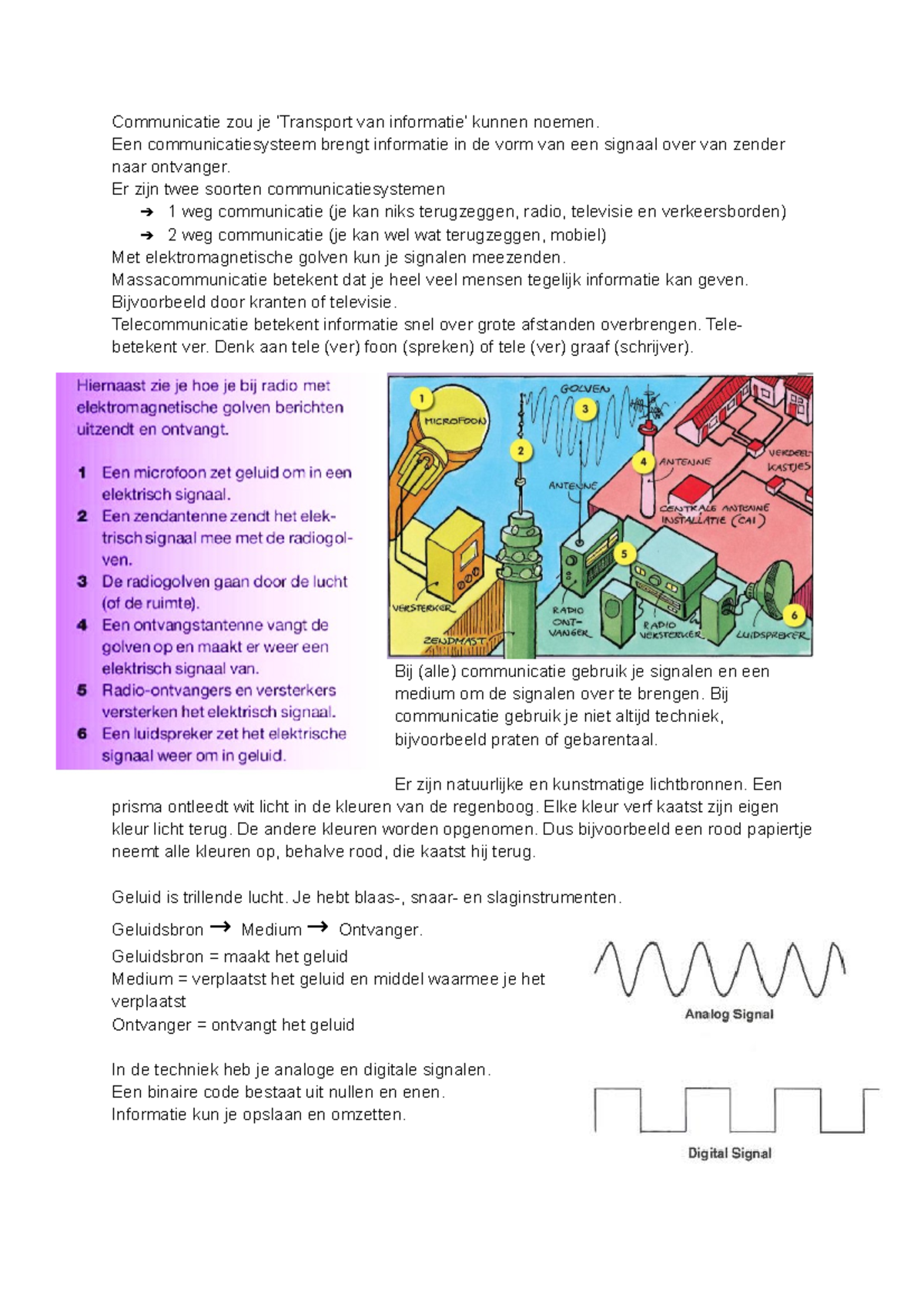 Techniek samenvatting transport van info - Communicatie zou je van ...