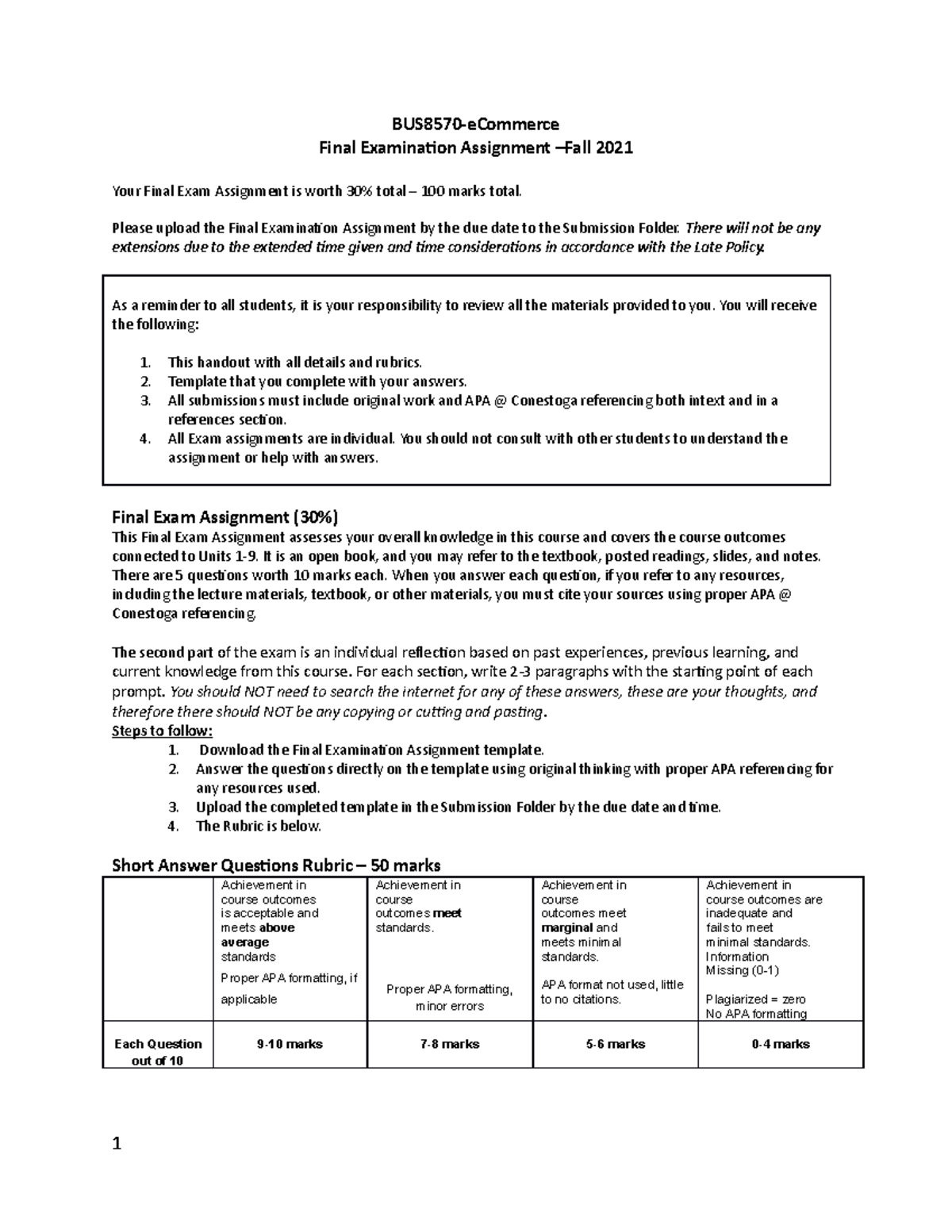 Final Examination Assignment 2021 - Studocu