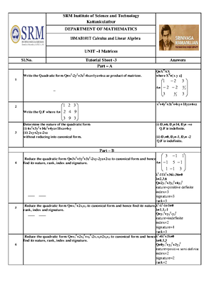 Question paper SRM - Mathematics I - Studocu