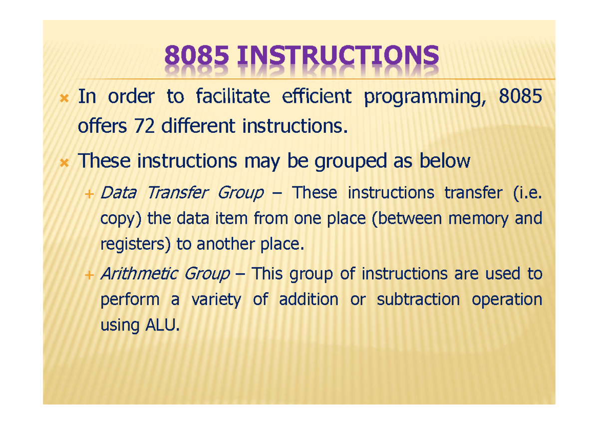8085 Addresing Modes & Instructions - Electronics and Communication ...