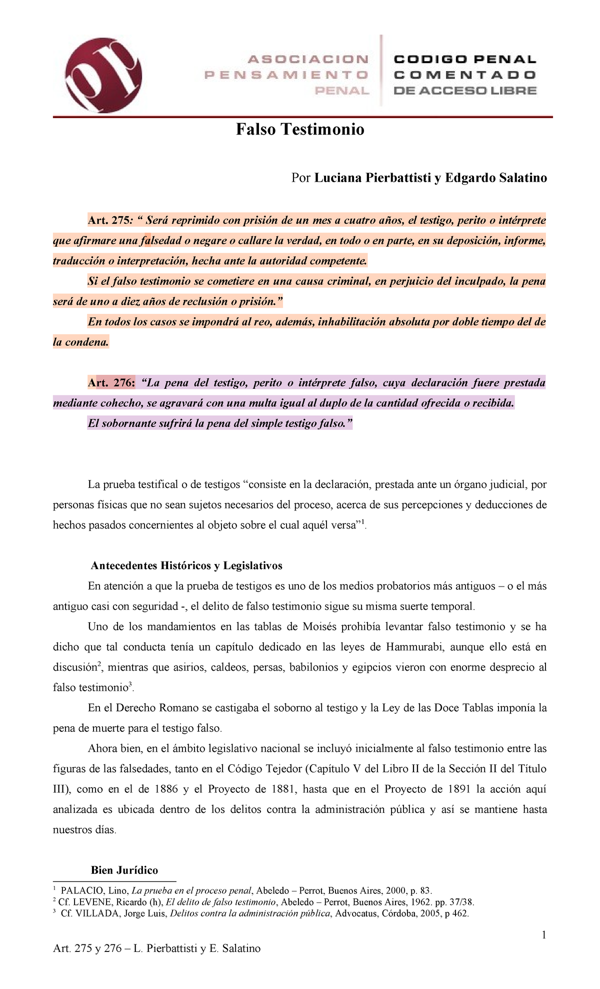 Falso testimonio - Apuntes 9 - Falso Testimonio Por Luciana ...