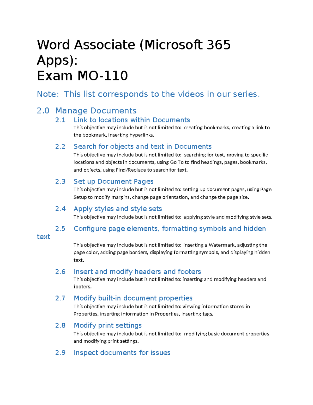 01 02 Word Associate Objectives - Microsoft 365 Apps - Word Associate ...