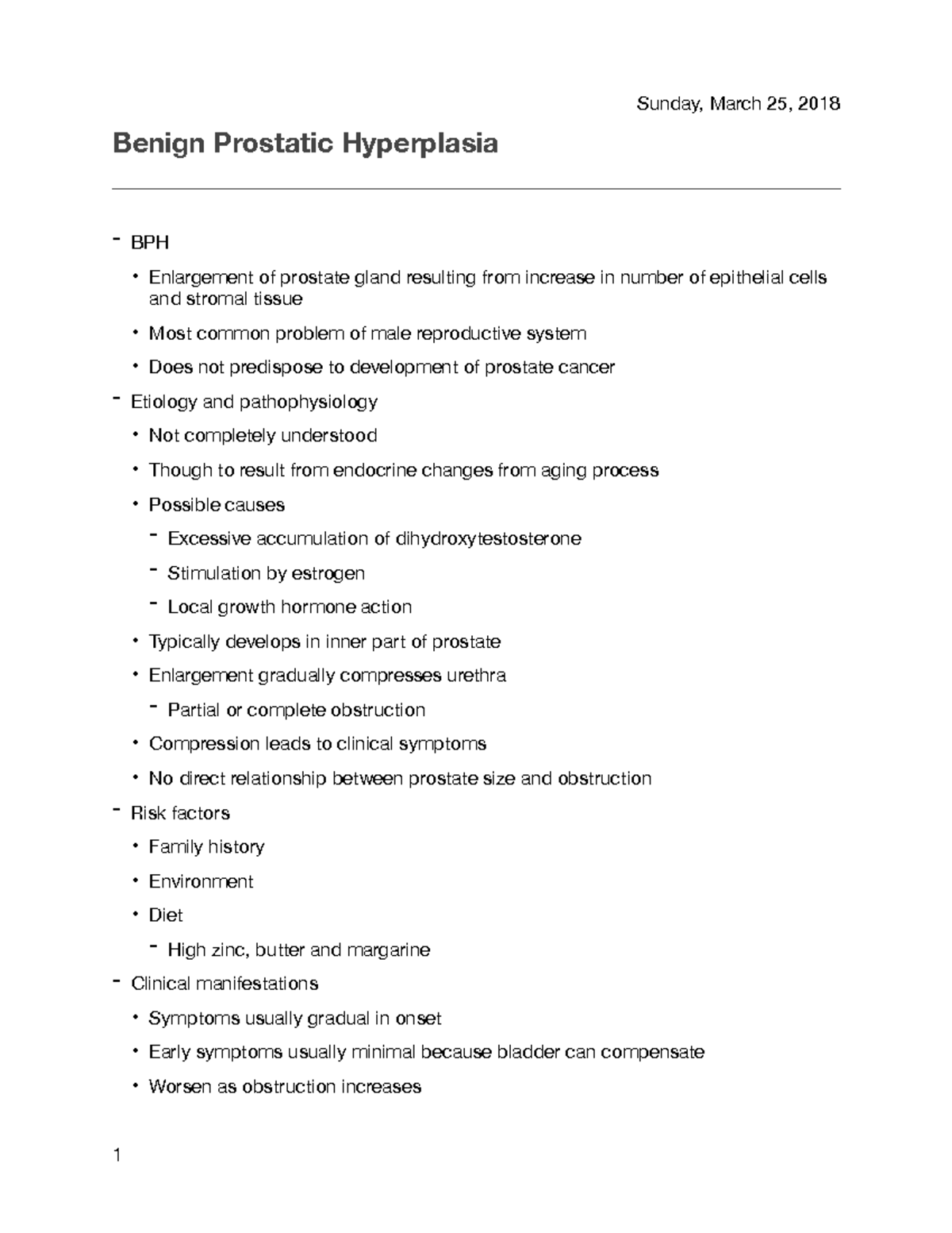 BPH Notes - Dr Rickeard - Benign Prostatic Hyperplasia - BPH ...
