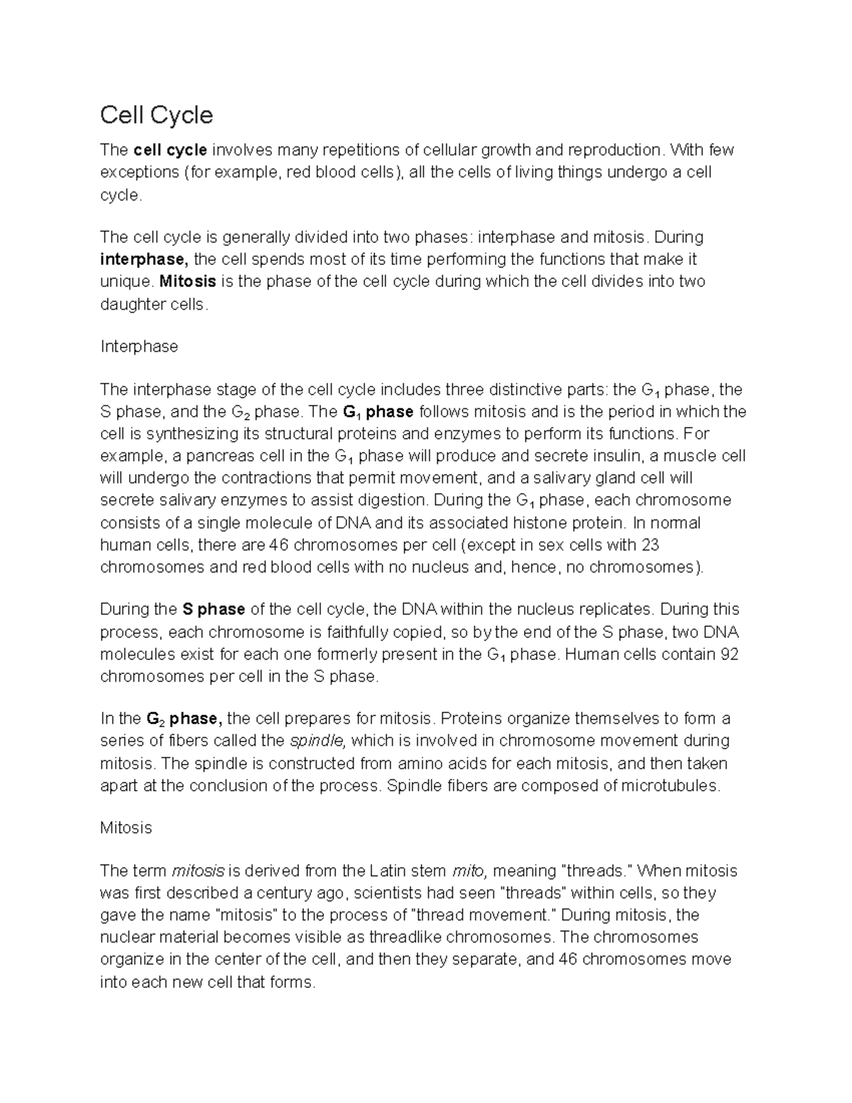Cell Cycle - Cell Cycle The cell cycle involves many repetitions of ...