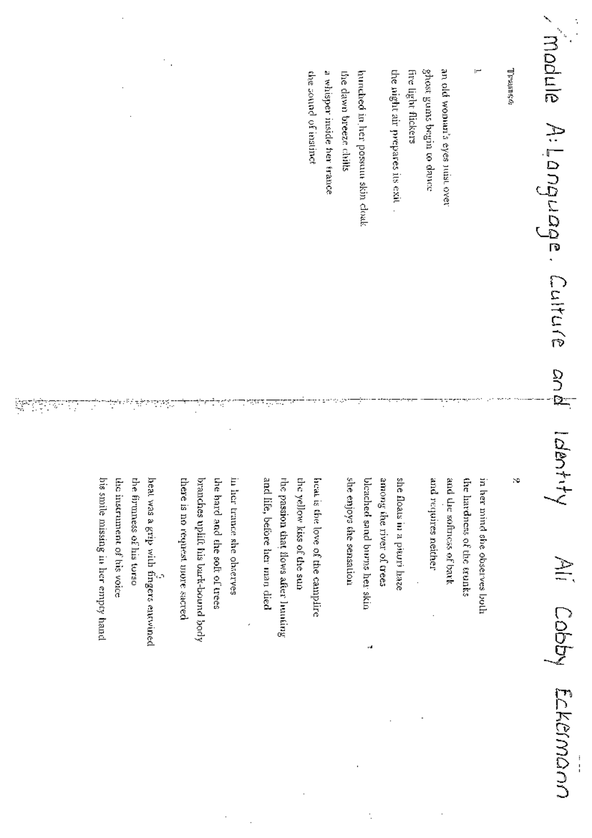 Ali Cobby Eckermann Poetry (Inside My Mother) - Studocu