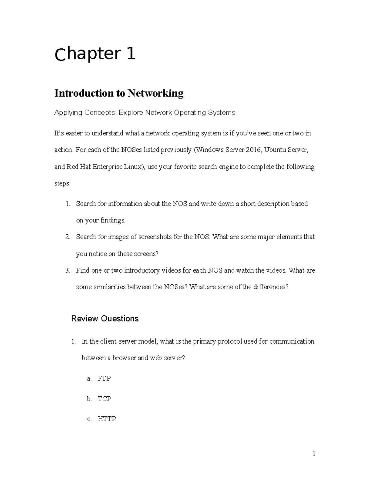 Test Yourself 1 students - Chapter 1 Introduction to Networking ...