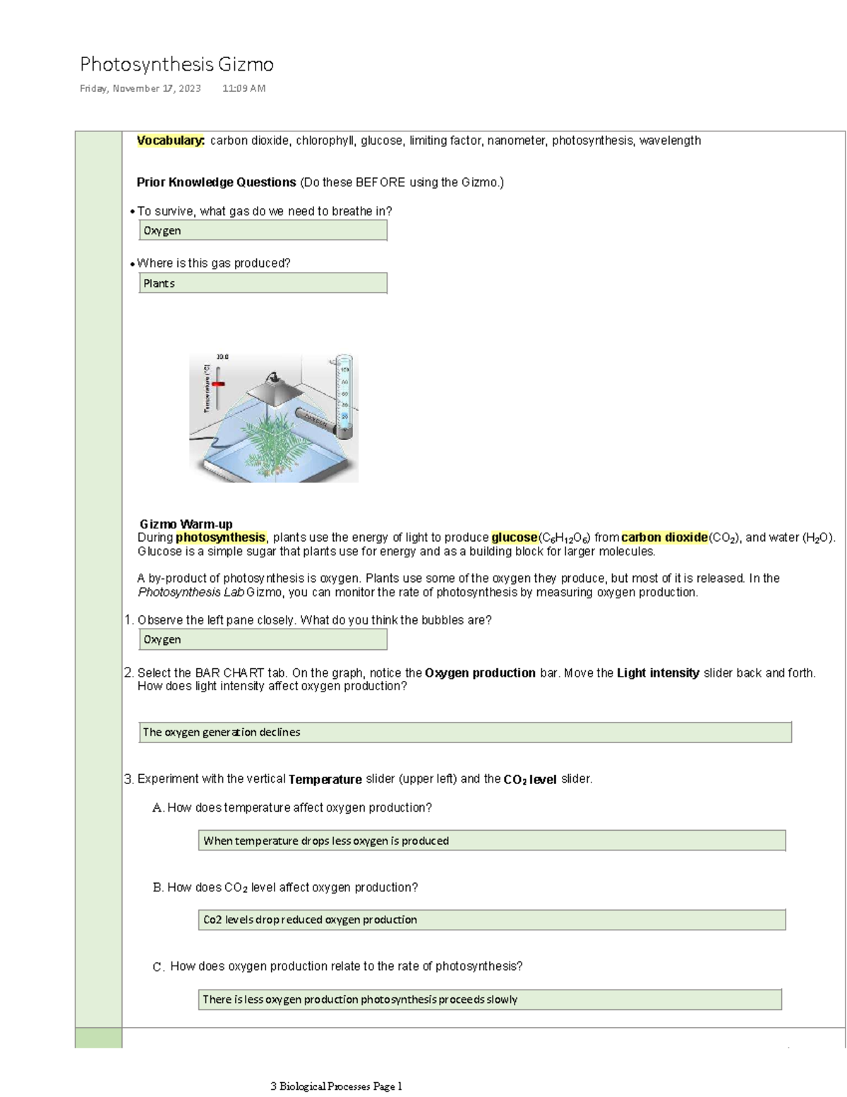 Photosynthesisgizmo - photosynthesis gizmo - Vocabulary: carbon dioxide ...