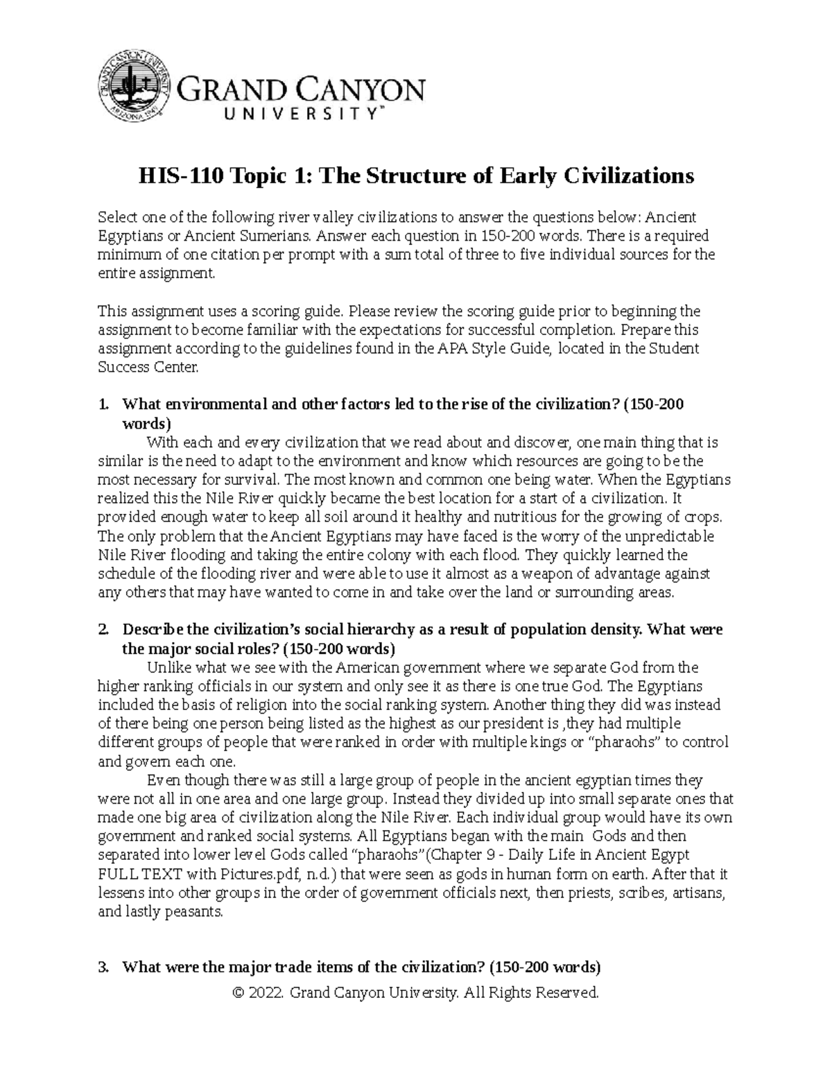 HIS-110-RS-T1Structure Early Civilizations - HIS-110 Topic 1: The ...