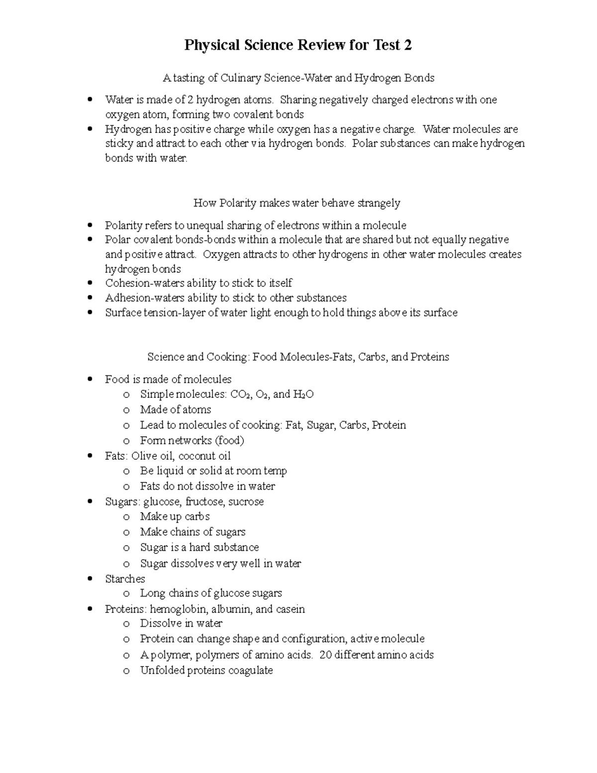 Physical science review test 2 - Physical Science Review for Test 2 A ...