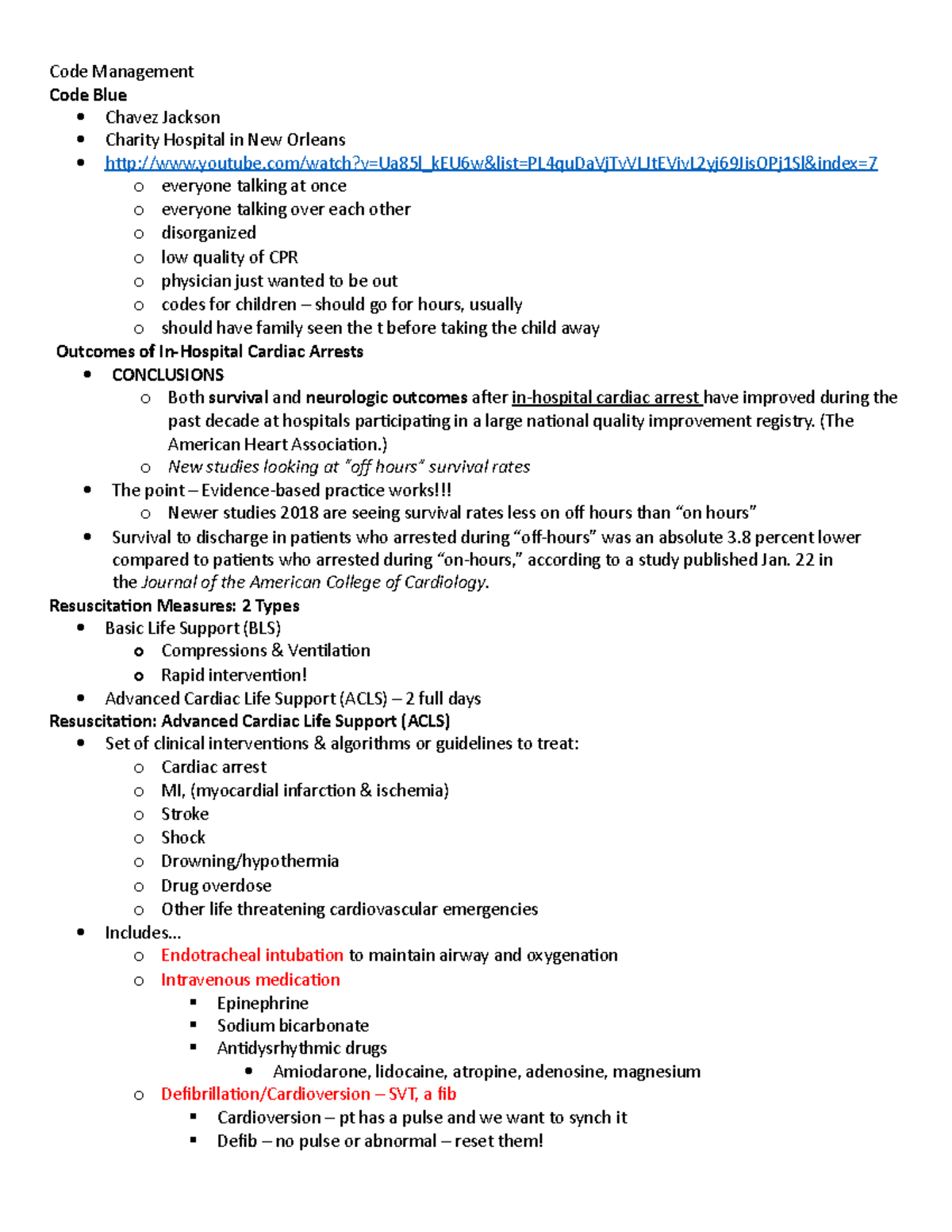 2020-Nurs420 critical care Code Management lecture notes - Code ...