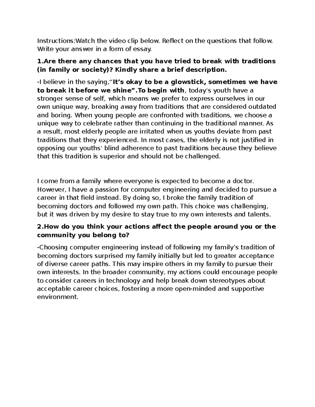 GBAct - Instructions:Watch the video clip below. Reflect on the ...