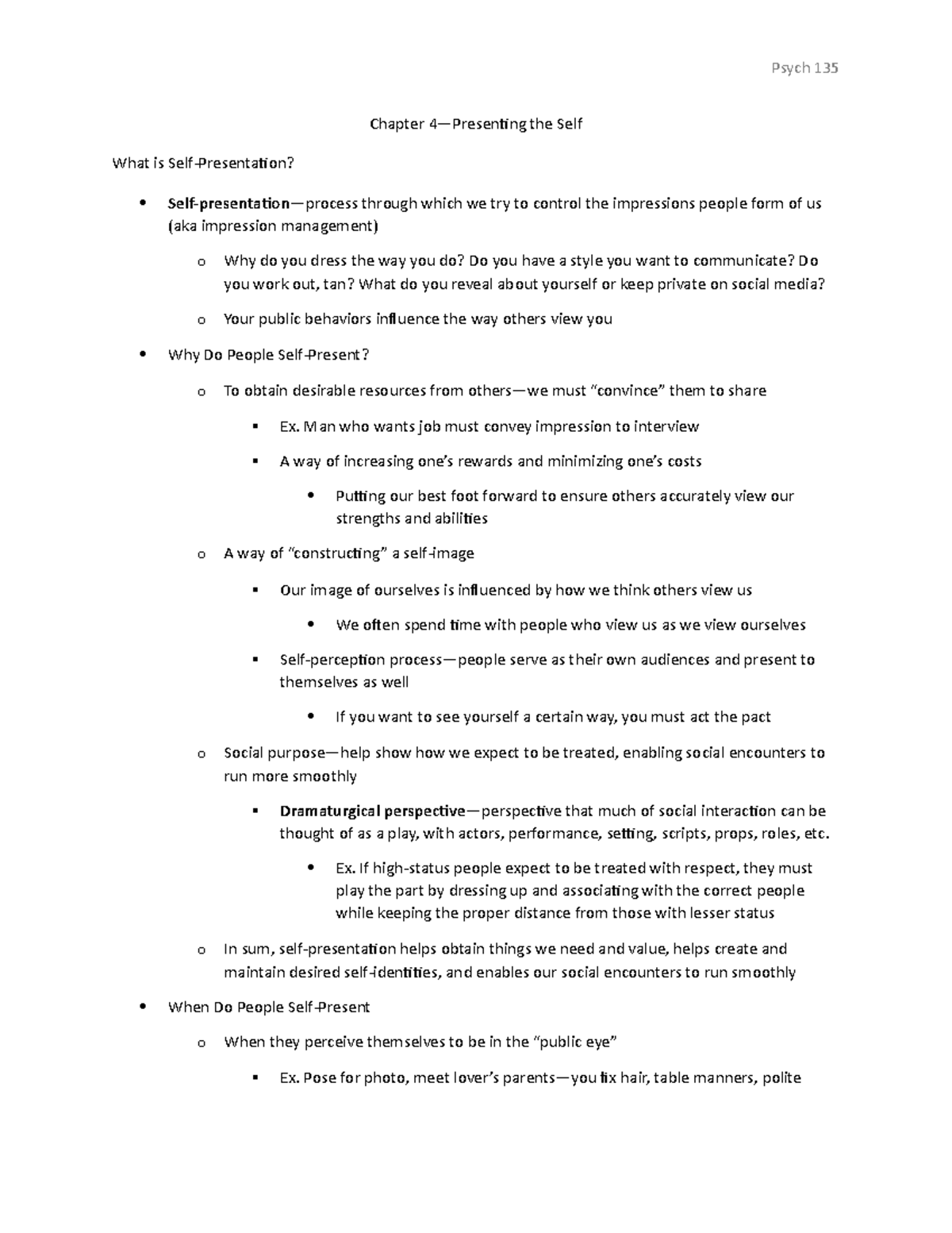 Chapter 4 Notes - Summary Social Psychology: Goals in Interaction ...