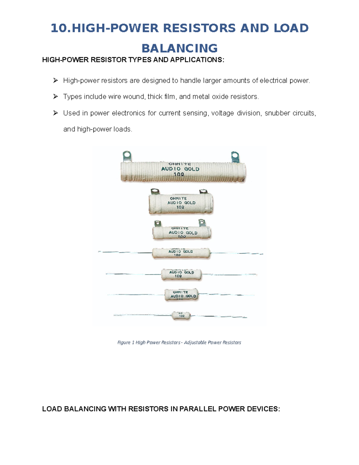 10 - BASICS ELECTRICAL ENGINEERING - 10-POWER RESISTORS AND LOAD ...