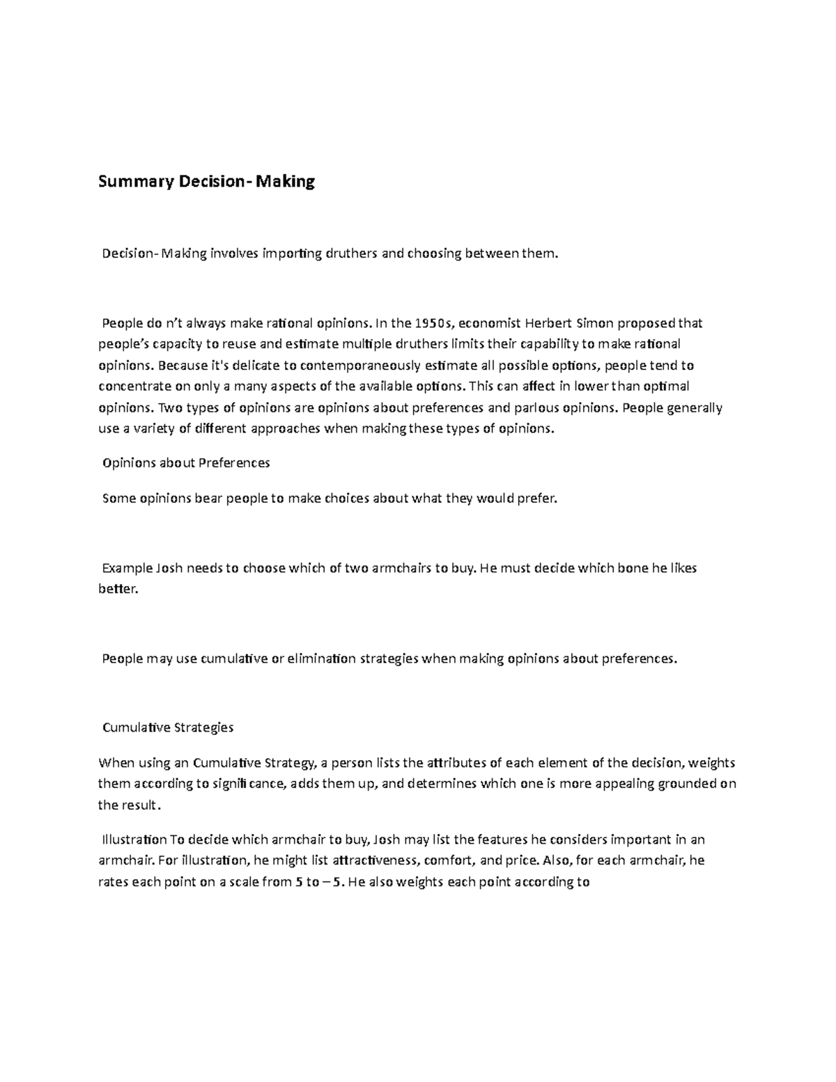 Summary Decision- Making - Summary Decision- Making Decision- Making ...