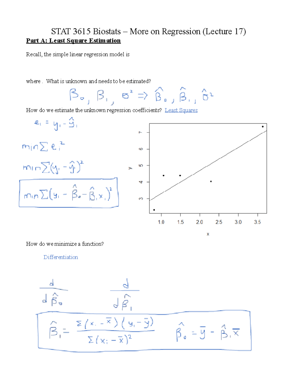 Lecture 17- More on Regression - STAT 3615 Biostats – More on Regression (Lecture 17) Part A ...