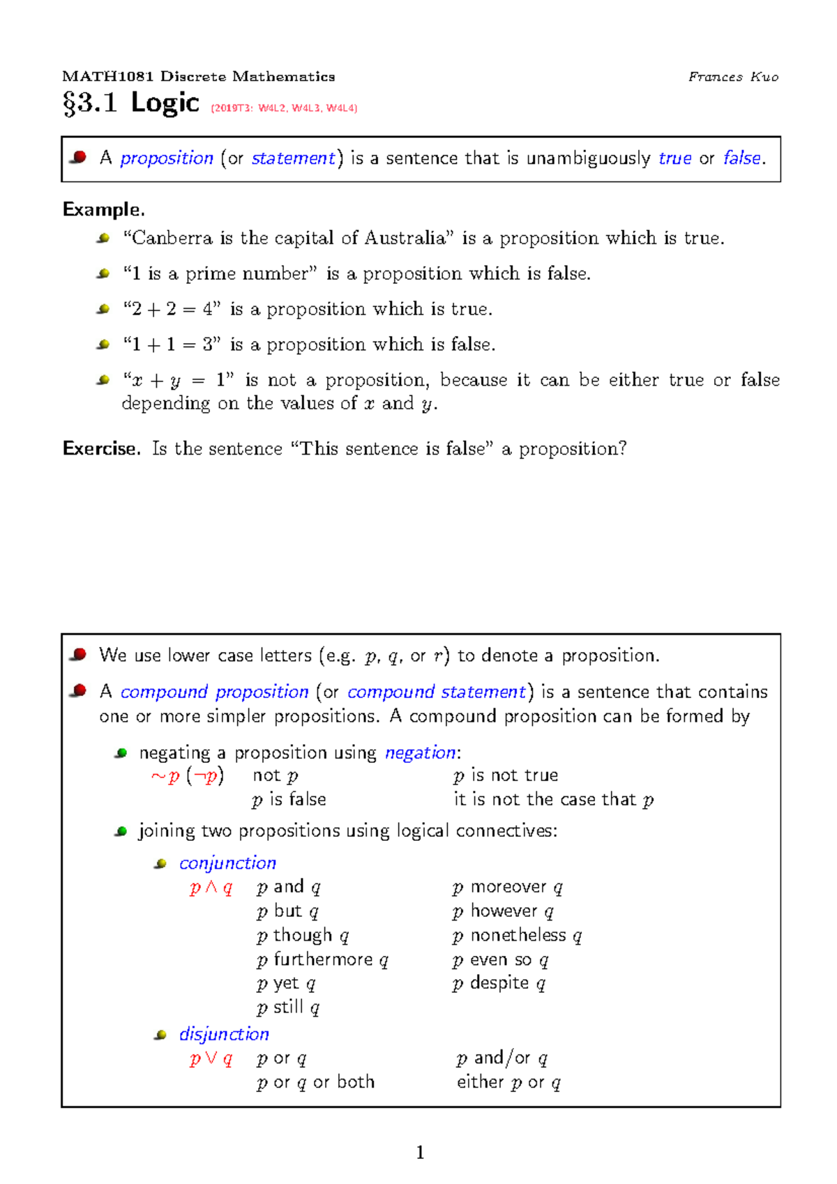 MATH1081-Topic 3-1 - lecture note1 - MATH1081 Discrete Mathematics ...
