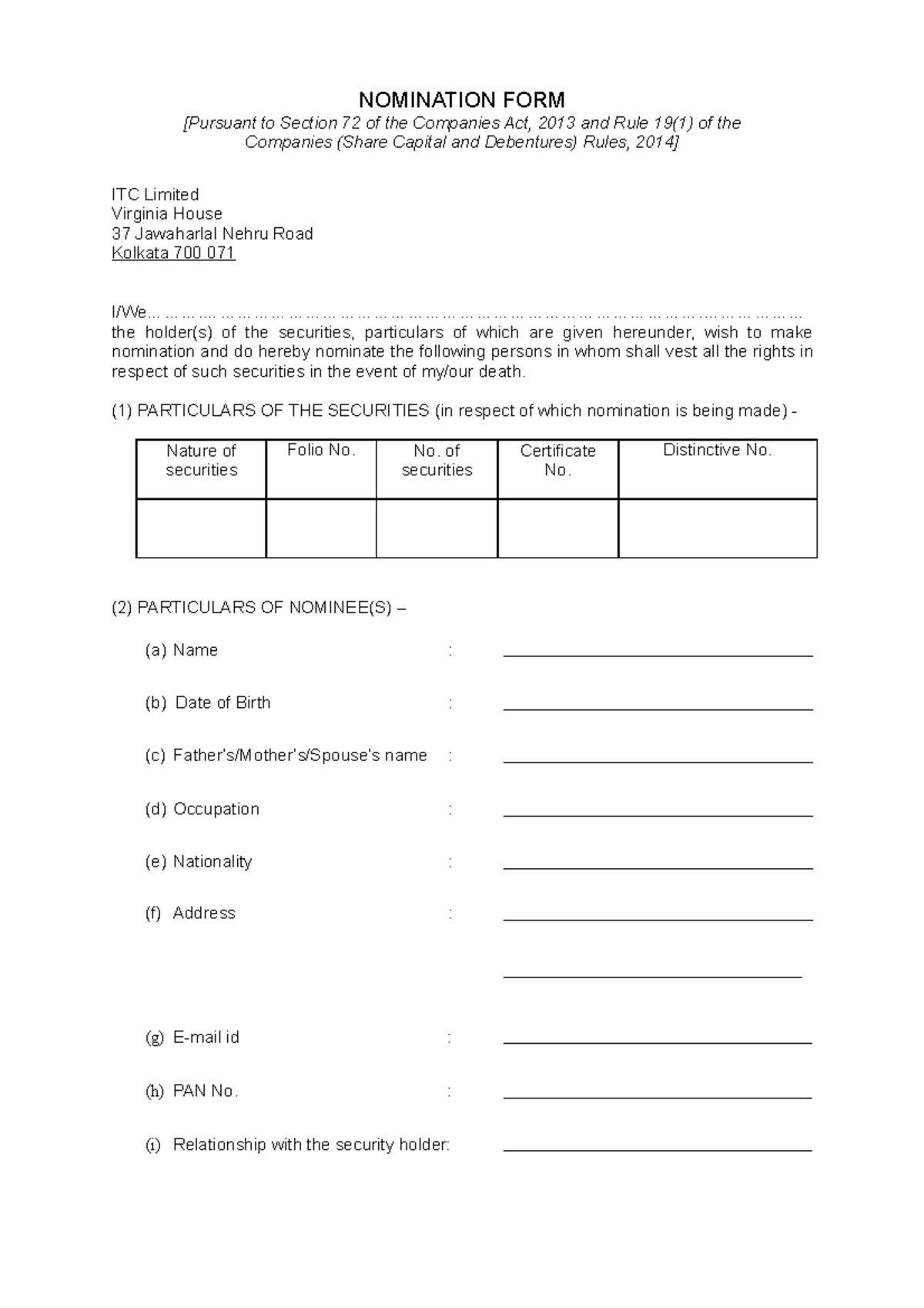 Nomination-form - Notification Form - NOMINATION FORM [Pursuant to ...