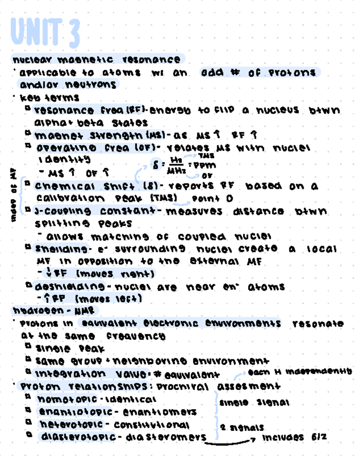Unit 3 cheat sheet - HNMR, acid base overview along with key spectrum ...