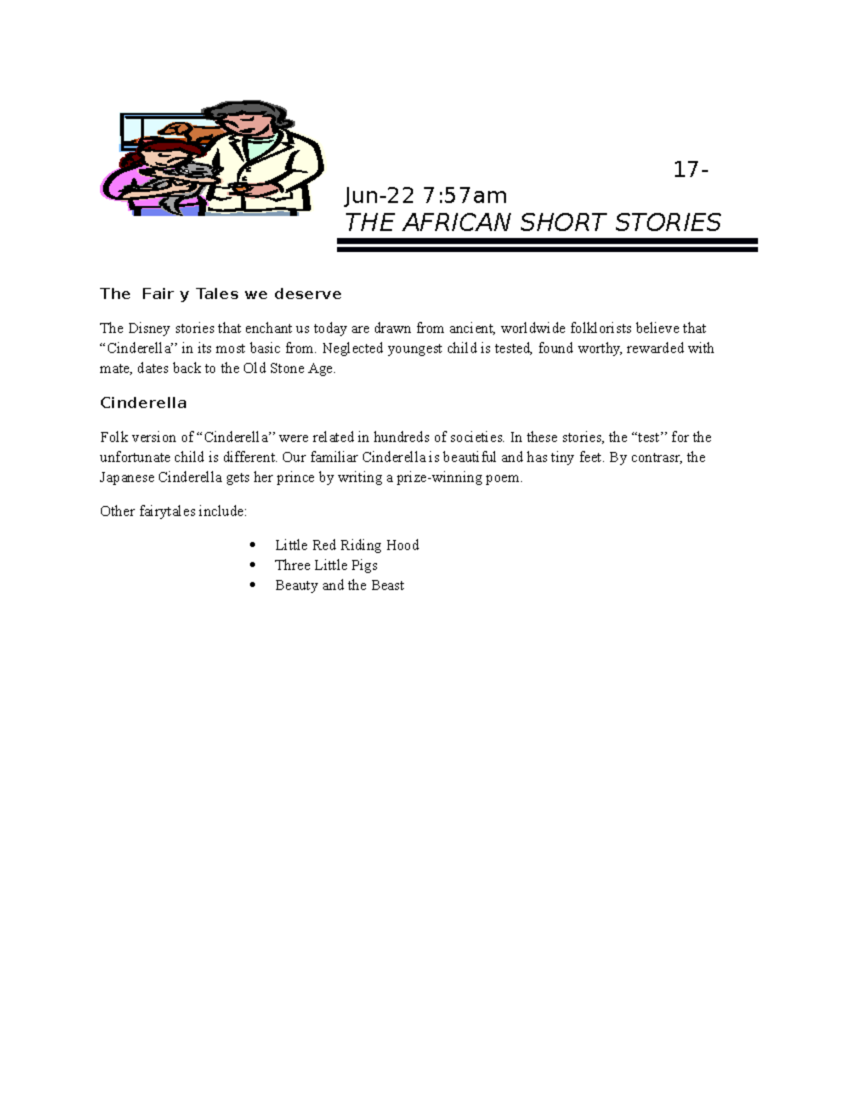 African Fairytales - Ms Word Practice - 17- Jun-22 7:57am THE AFRICAN ...