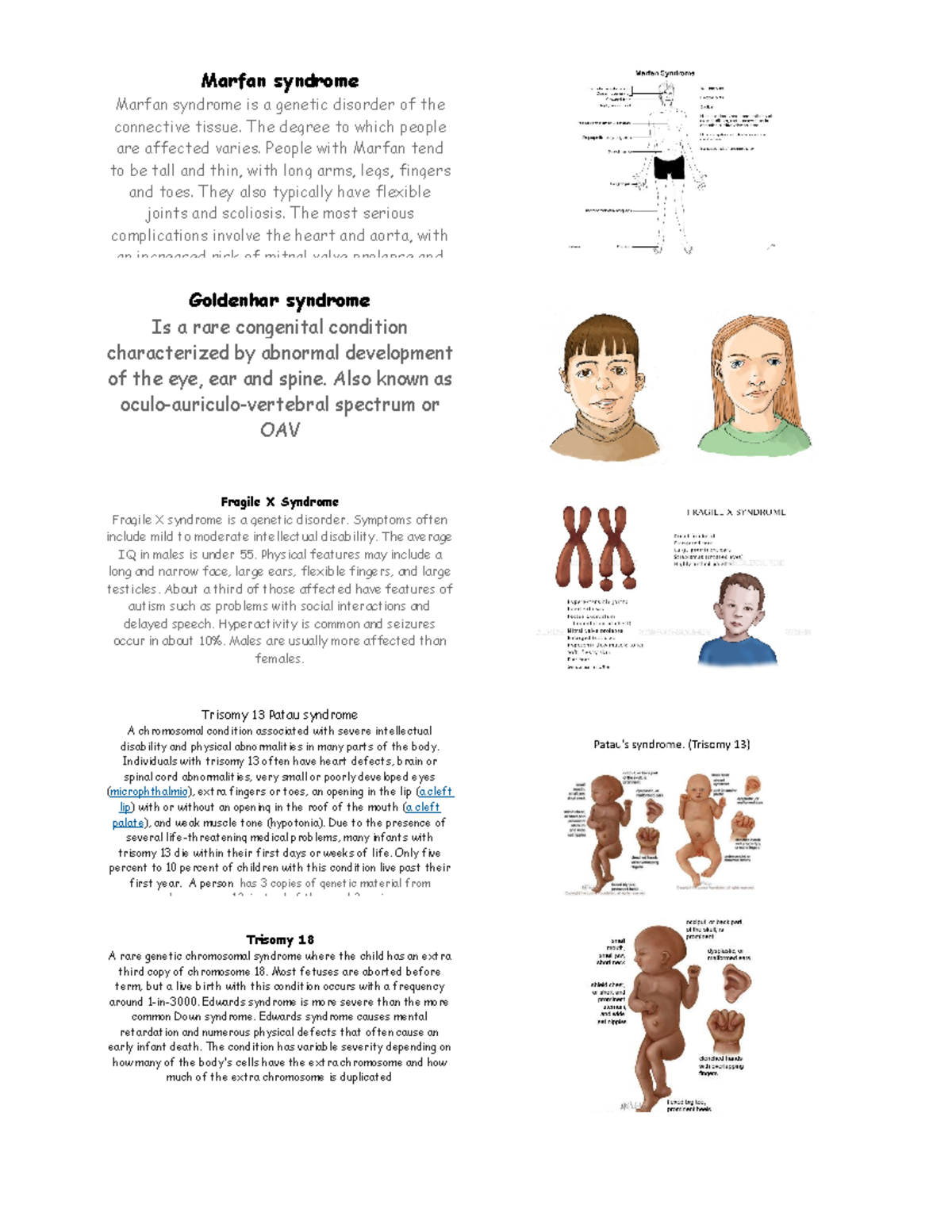 Marfan syndrome - Lecture notes 1 - Marfan syndrome Marfan syndrome is ...