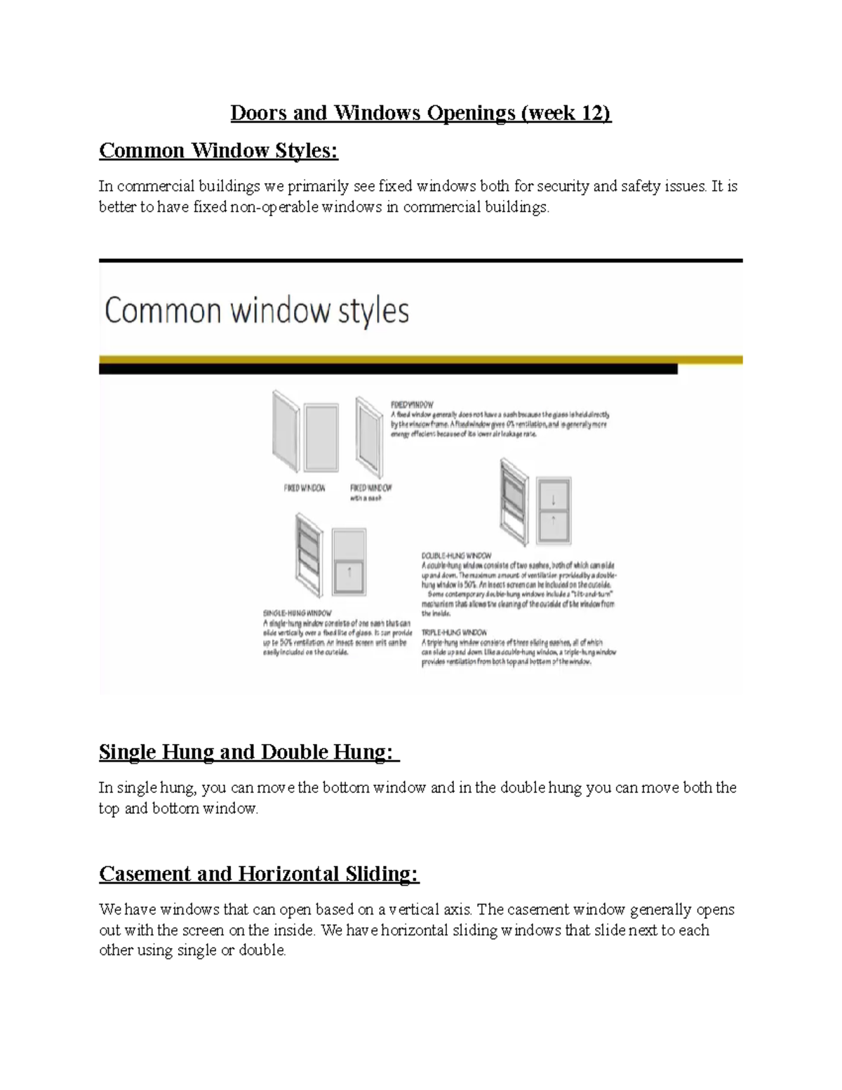 Doors and Windows Openings - It is better to have fixed non-operable ...