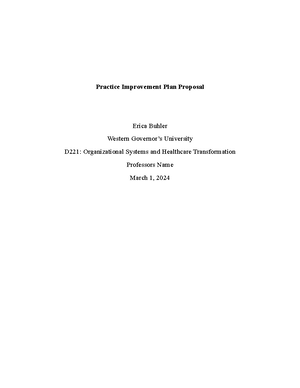 D223 Task 2 - D223 – UKM1 – Performance Assessment 2 Erica Buhler ...